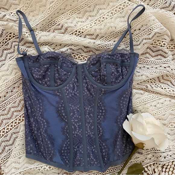 Urban Outfitters | Intimates & Sleepwear | Slate Blue Lace Bra With ...